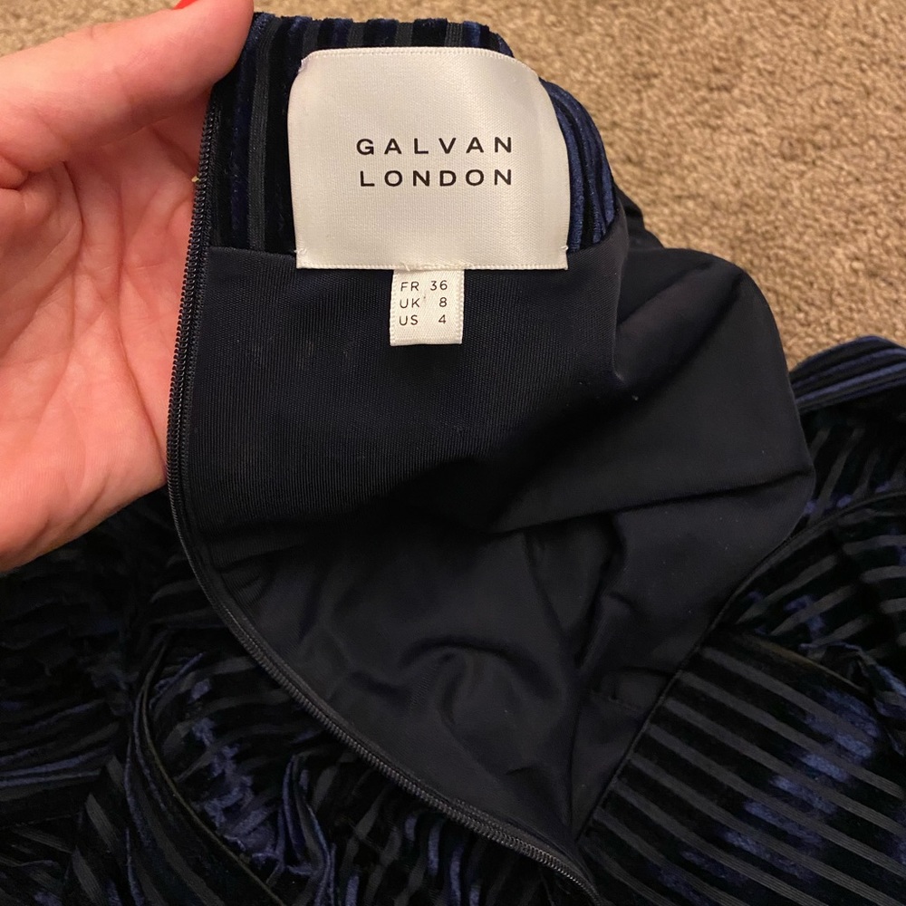Galvan London Blue Velvet Devor Stardust Gown - Gem